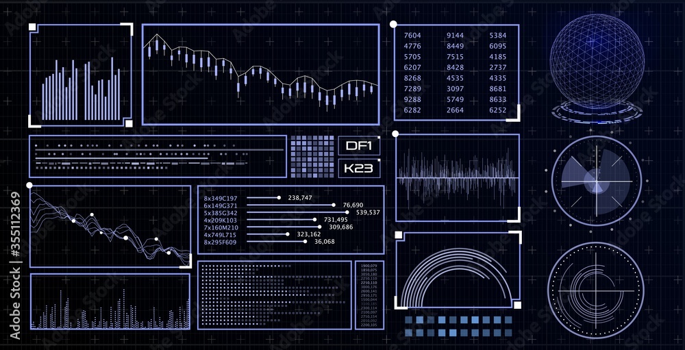 HUD futuristic interface. Hitech display with infographic elements ...