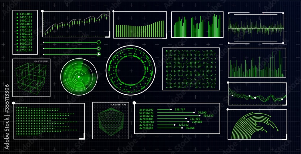 HUD futuristic interface. Hitech display with infographic elements ...
