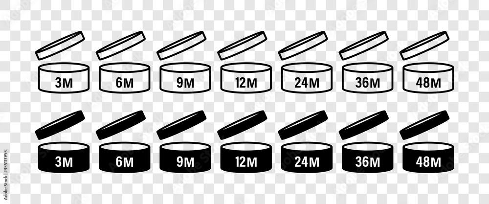 Pao signs. Pao icons. Cosmetic open month life shelf. Period after ...