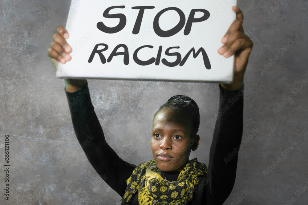 stop racism black activist girl protesting against government - young ...