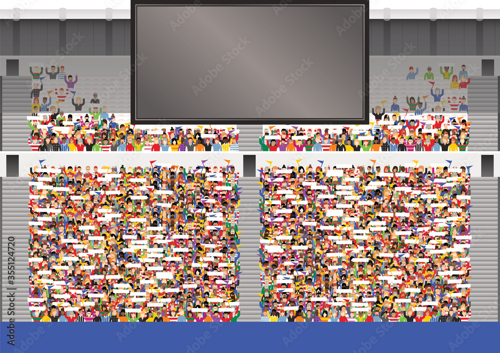 Large crowd in stadium grandstand Stock Vector | Adobe Stock