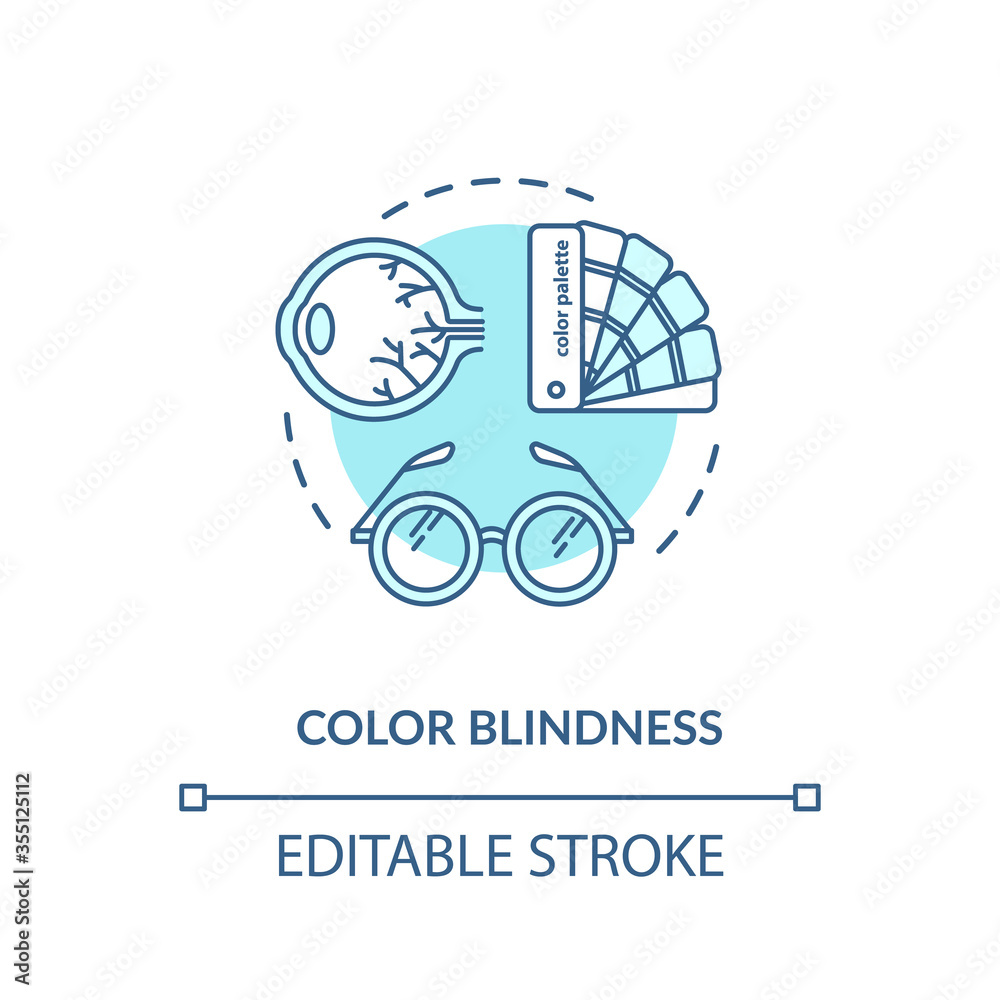 Color blindness concept icon. Common mens problem, genetic eye ...