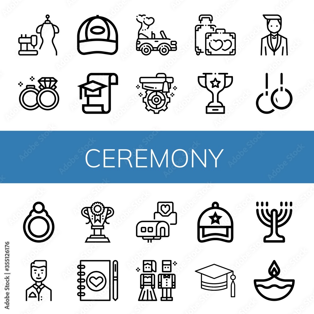 ceremony simple icons set Stock Vector | Adobe Stock