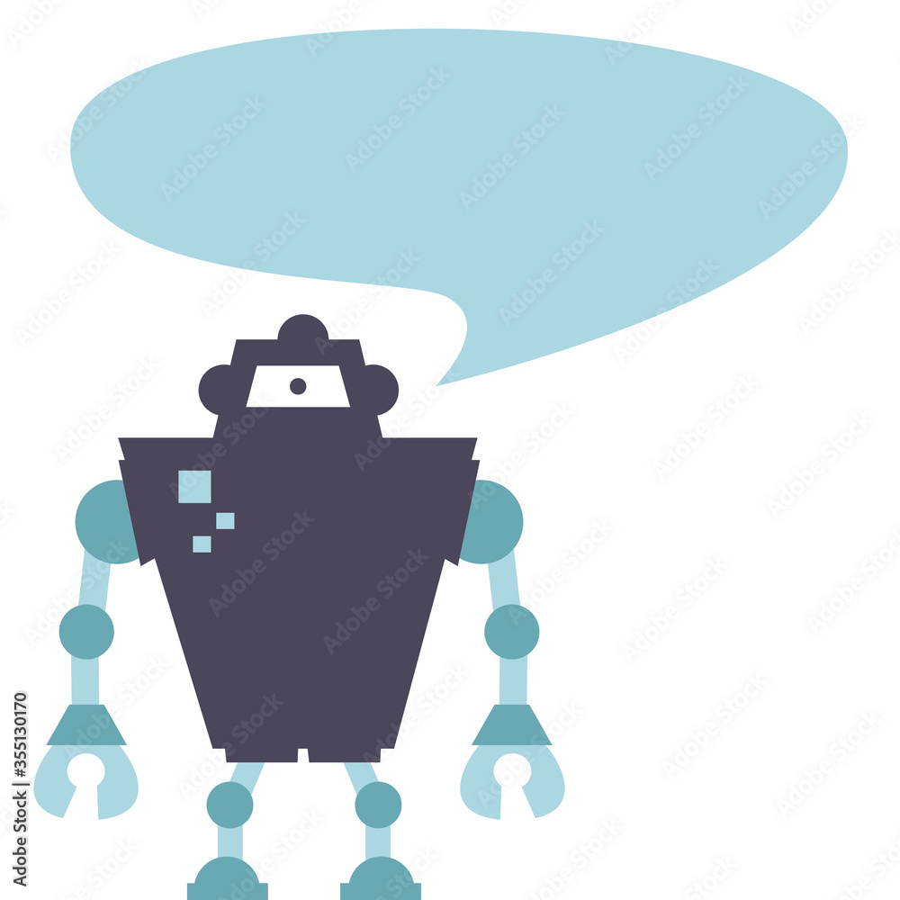 Retro robot talking.Vector illustration of retro android with speech ...