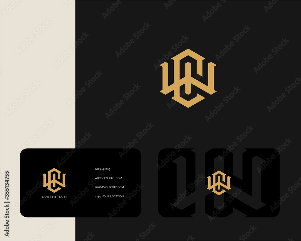 Letter C W logo design with business card vector template. creative ...