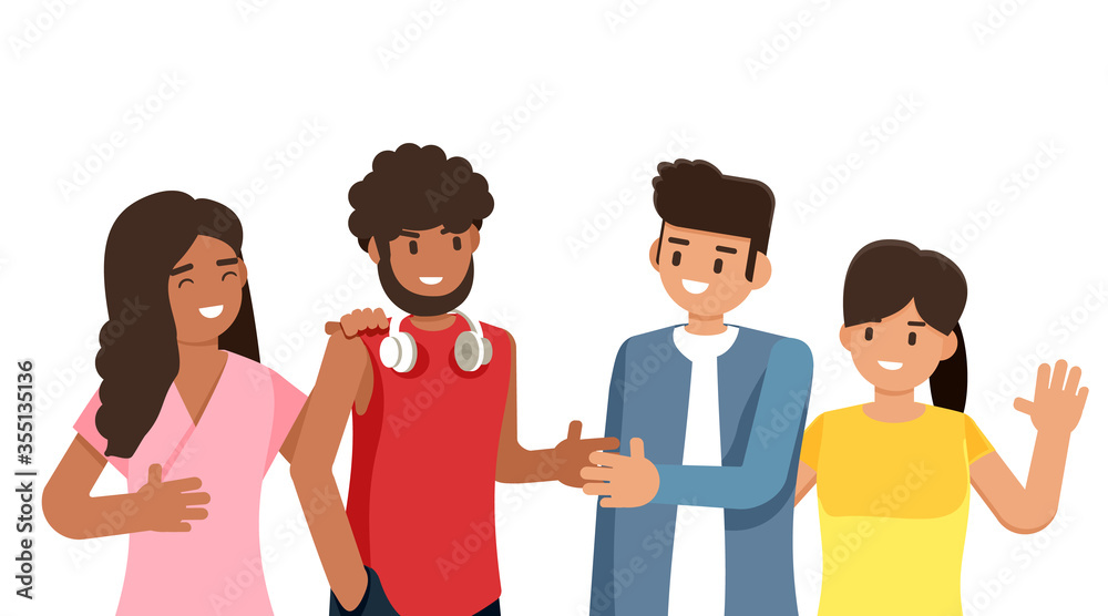 Group of Young People of different races and cultures isolated on white ...