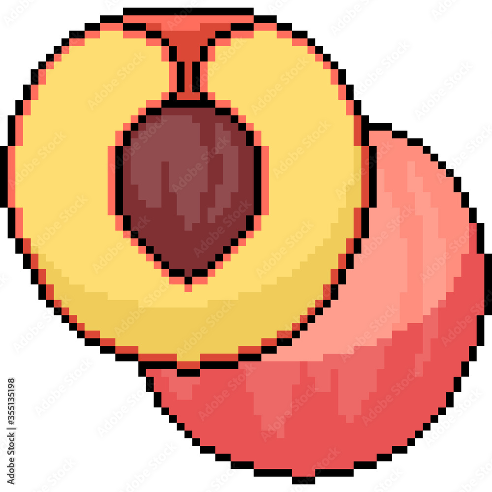 vector pixel art isolated peach cut Stock Vector | Adobe Stock