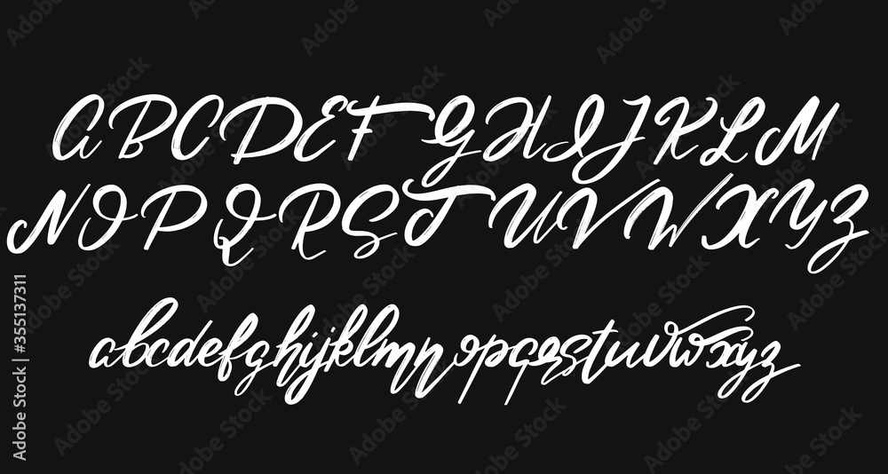 Vector handwritten calligraphic font with vintage rough texture. Type ...