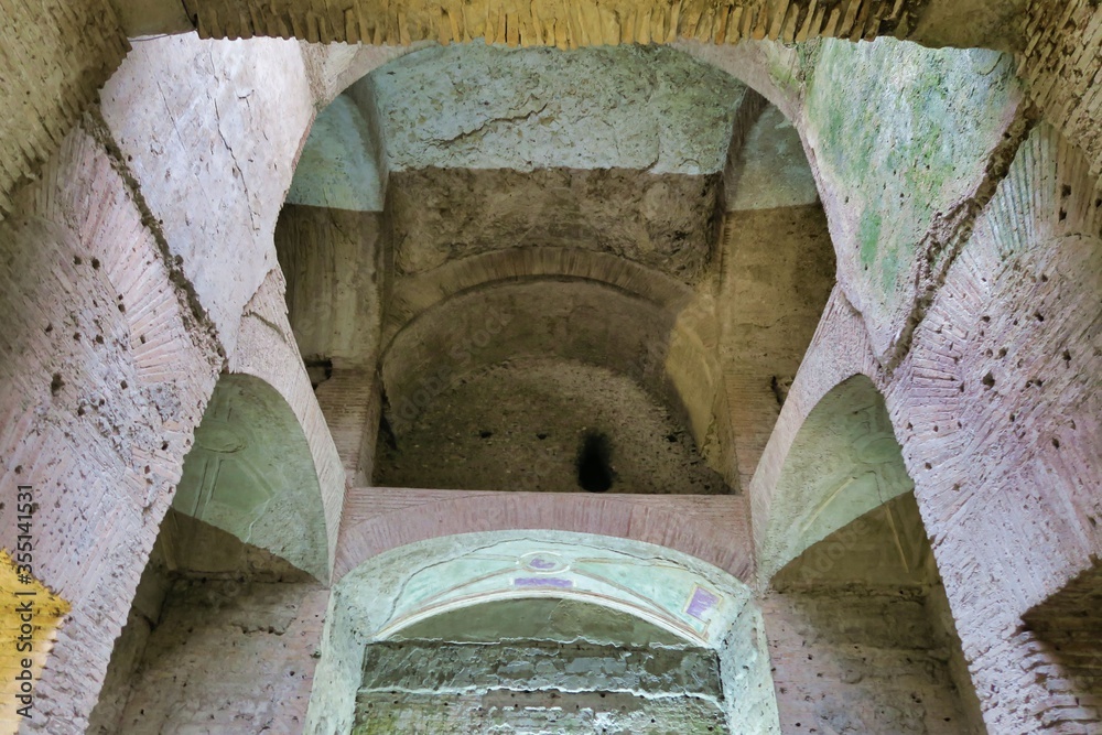 wall of the castle, photo as a background in old italian roman domus ...