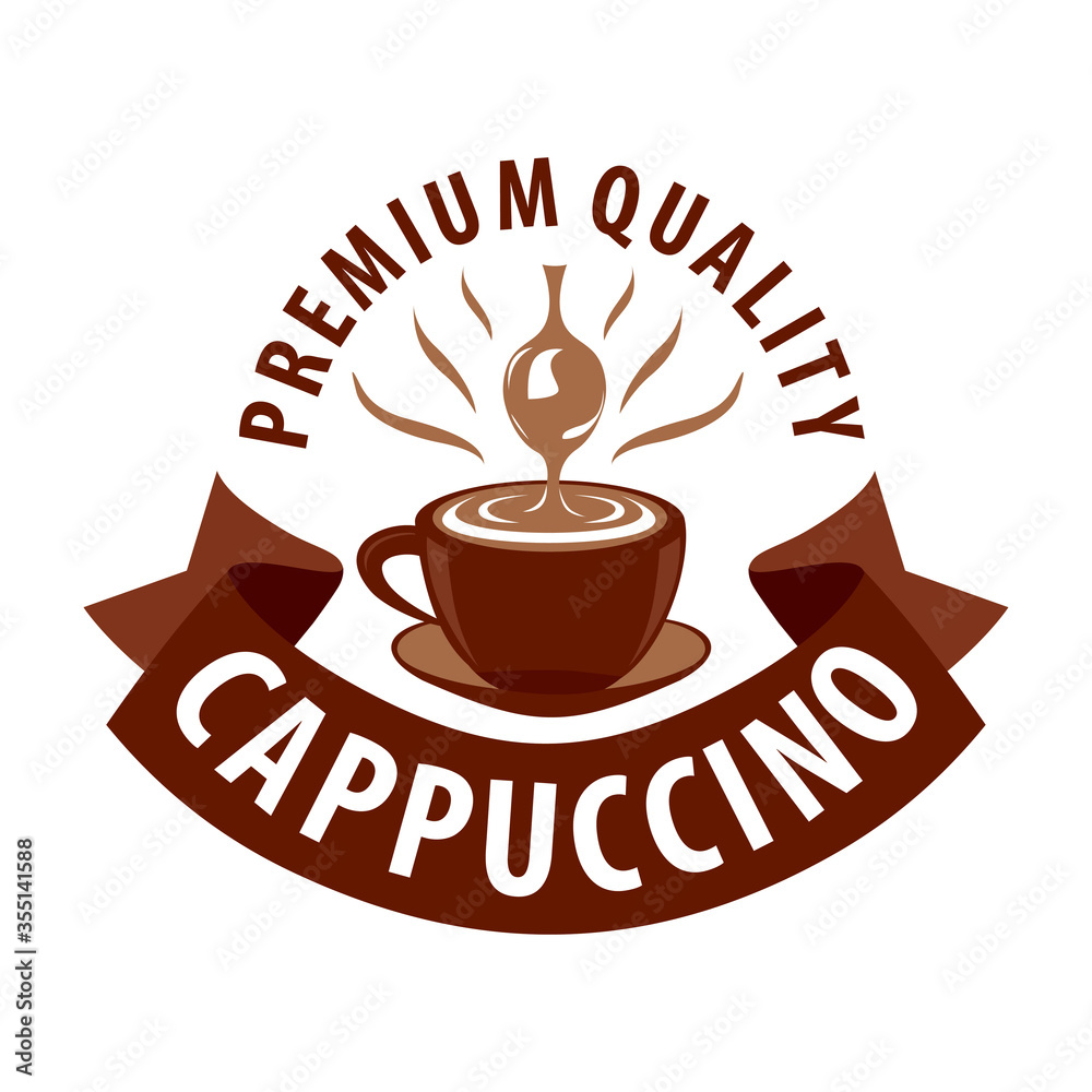 Cappuccino, coffee shop logo design template. Retro coffee emblem ...