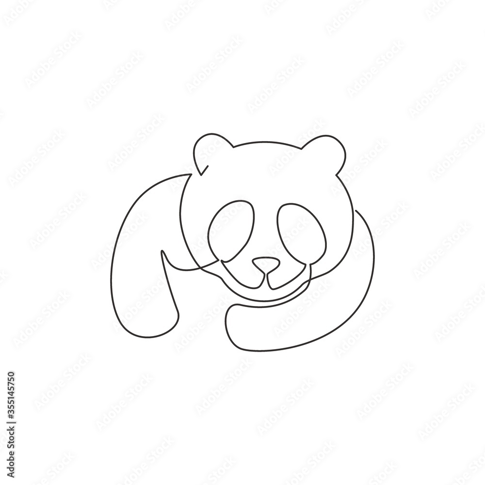 One continuous line drawing of adorable panda for company logo identity ...