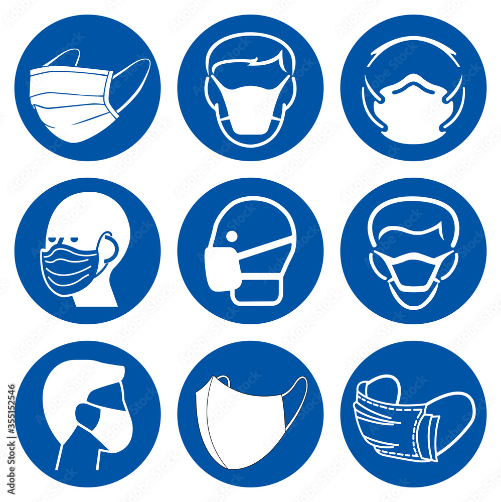 Set Of Fack Mask Face Symbol Sign,Vector Illustration, Isolated On ...