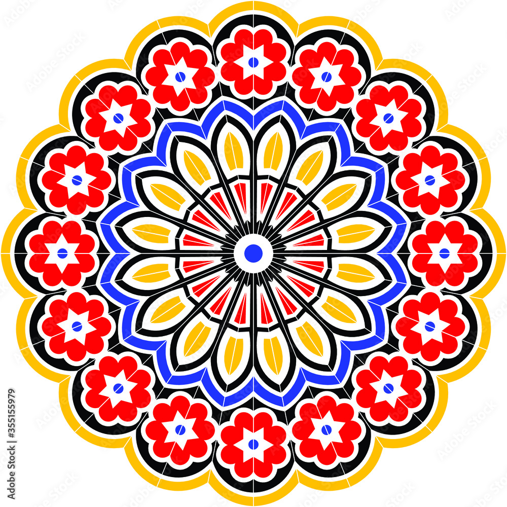 colorful vector abstract rangoli round design. Stock Vector | Adobe Stock