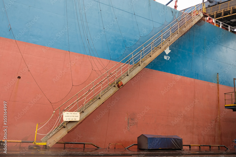 Cargo ship gangway accommodation ladder Stock Photo | Adobe Stock