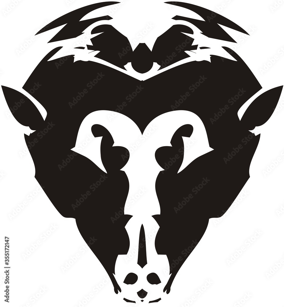 Cow head symbol. A vector image of a laconic heart-shaped cow head ...