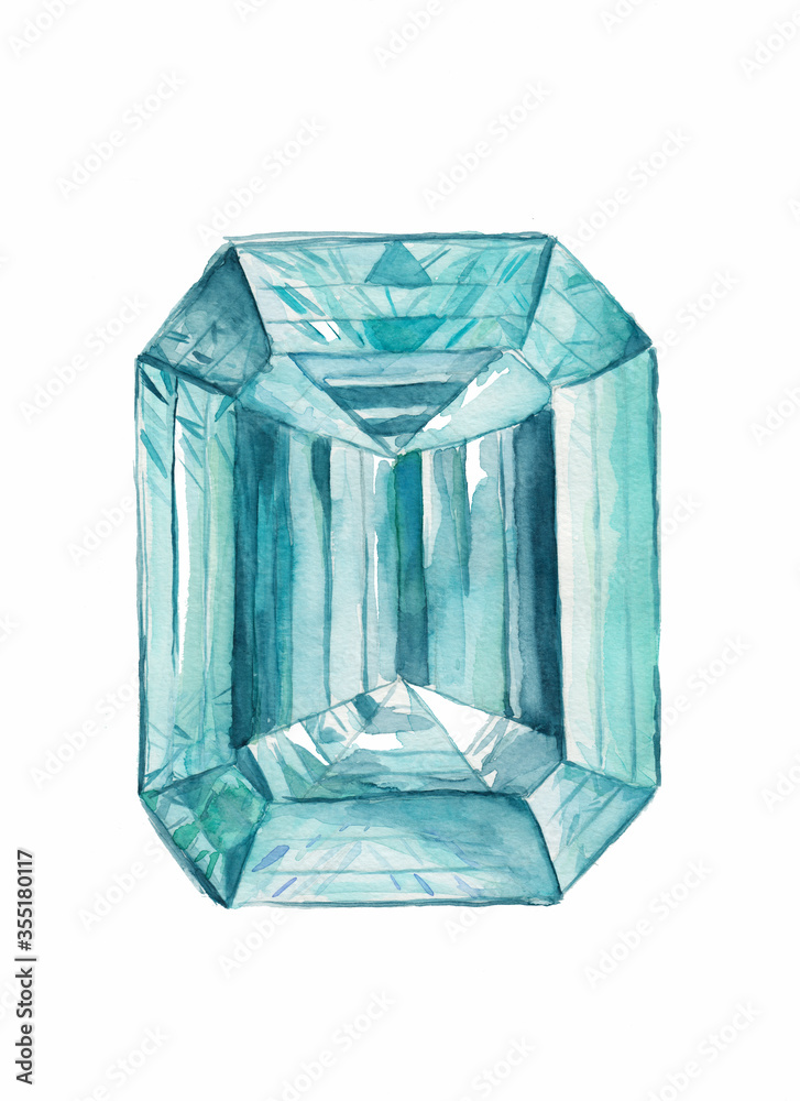 Colorful bright emerald crystal isolated on white background. Hand ...