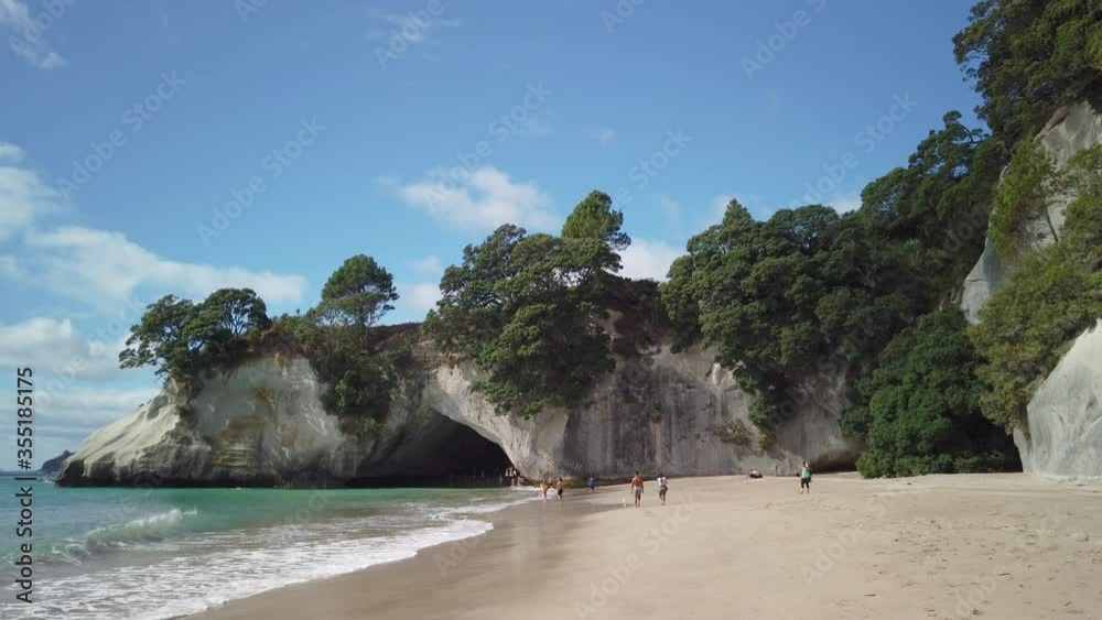 4k locked off motion of the rock formation know as Cathedral Cove on ...