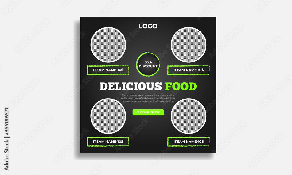 Food And Restaurant Social Media Post Design Template or Food And ...