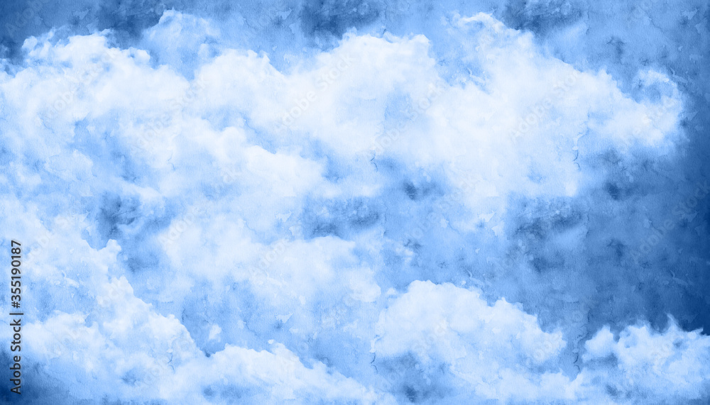 Blue watercolor background. blue cloud watercolor. Stock Illustration ...