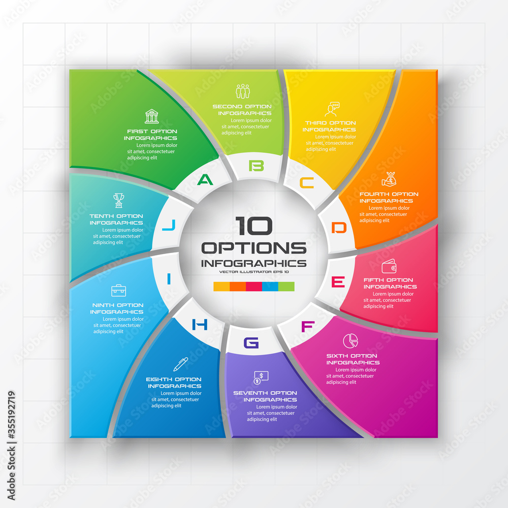 Business infographics template 10 steps with square,Element for design ...