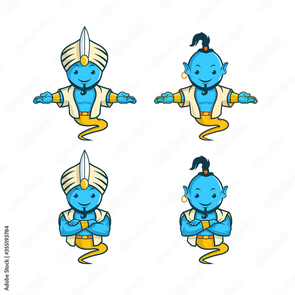 Ghost Genius Blue with Yellow Details. Vector Illustration Mascot ...