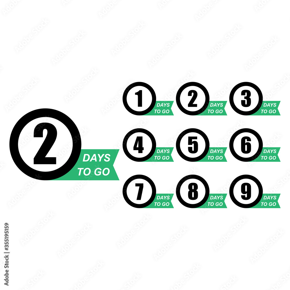 Number 1 2 3 4 5 6 7 8 9 of days left to go. Collection badges sale ...