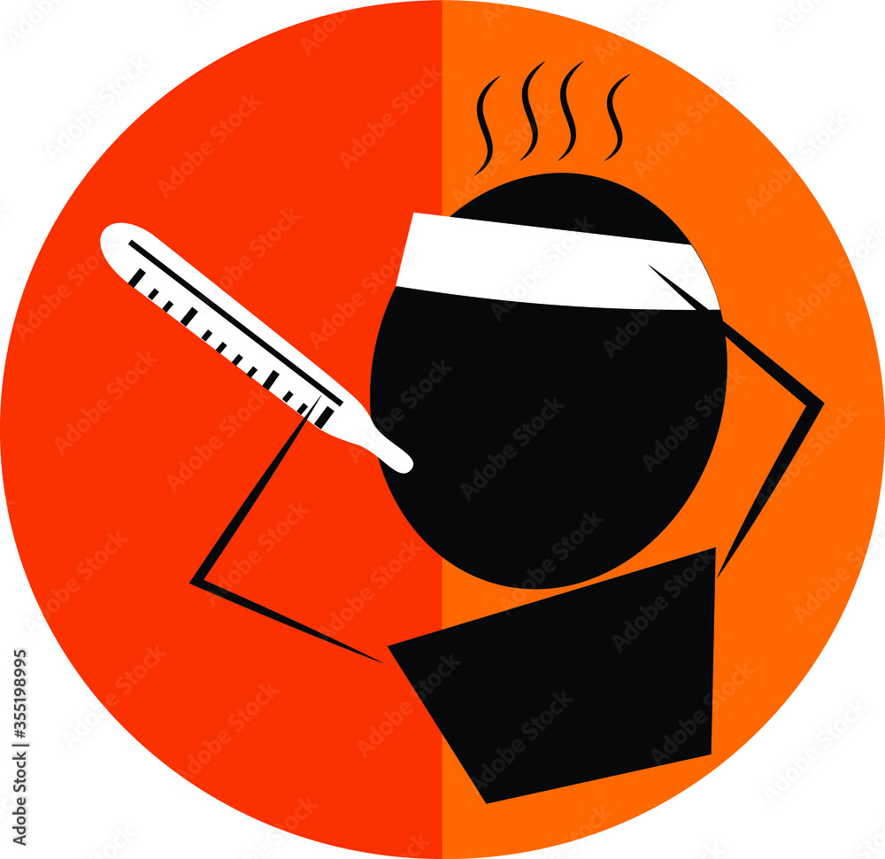 vector black icon of high fever Stock Vector | Adobe Stock