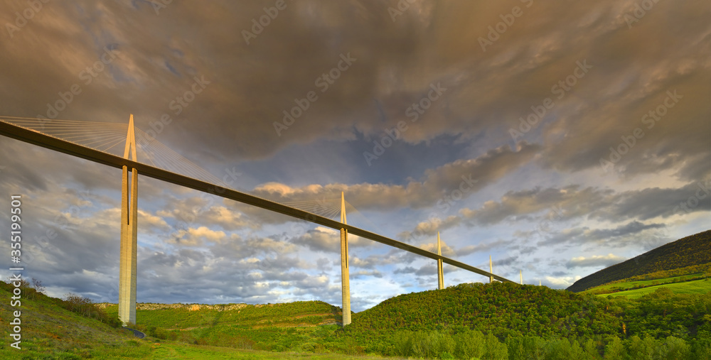 Tarn River Valley and Millau Viaduct, Aveyron Departement. One of the ...