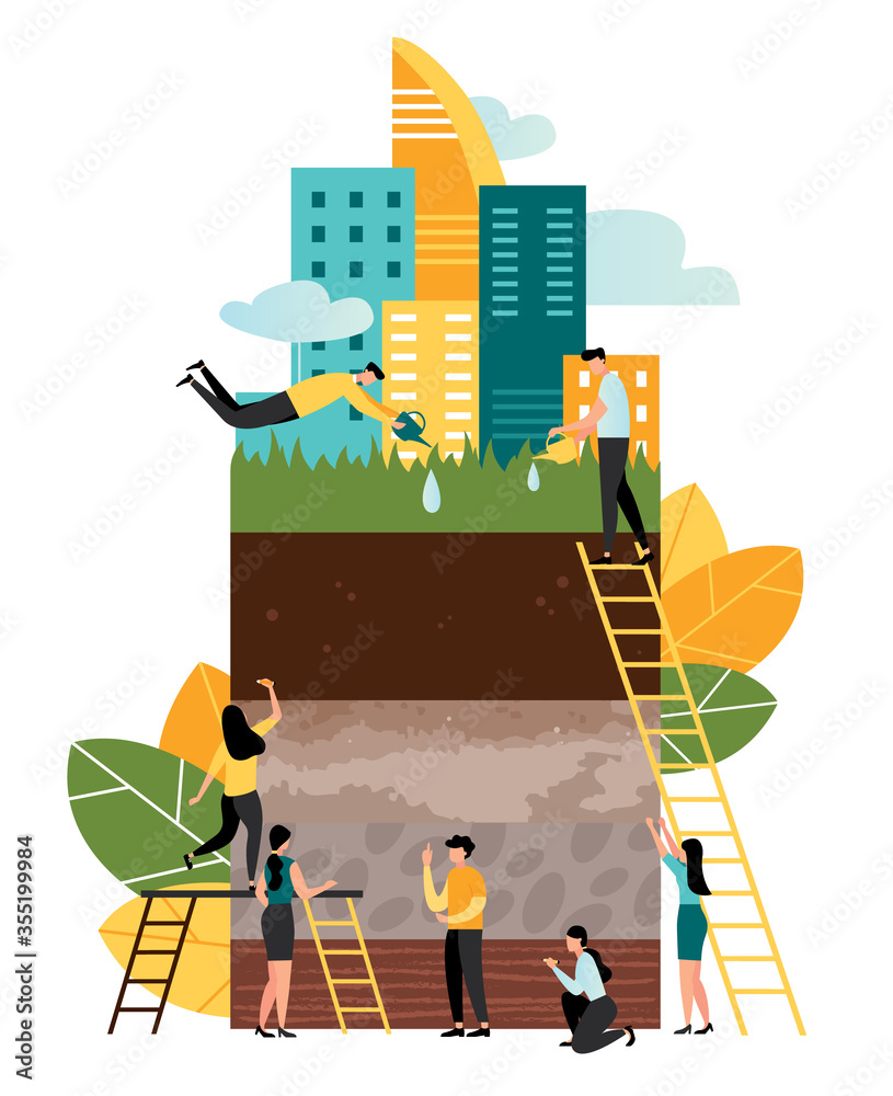 Vector geological illustration, the structure of soil layers, the ...