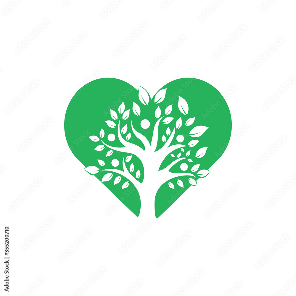Human life logo icon of abstract people tree vector .Family tree heart ...
