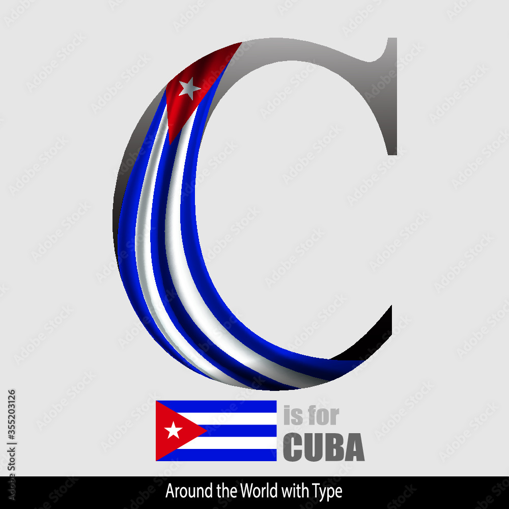 Vector Letter C is for Cuba flag. Design Matches Letters Of The ...