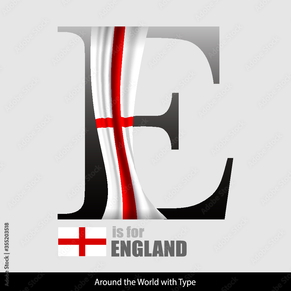 Vector Letter E is for England flag. Design Matches Letters Of The ...