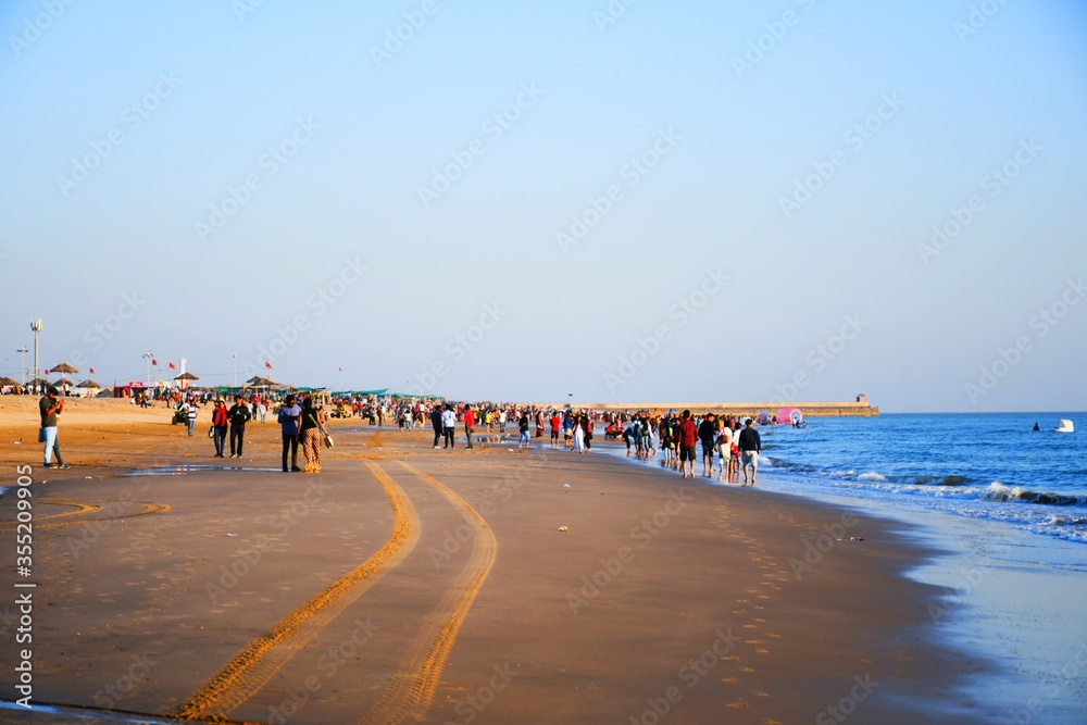 Evening at Mandvi Beach of Kutch, Gujarat, India beautiful sky sun and ...