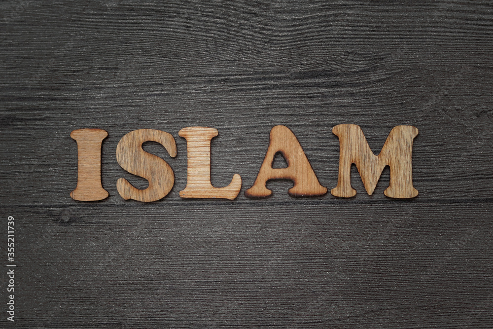 Islam title text word. Wooden alphabet letter blocks Stock Photo ...