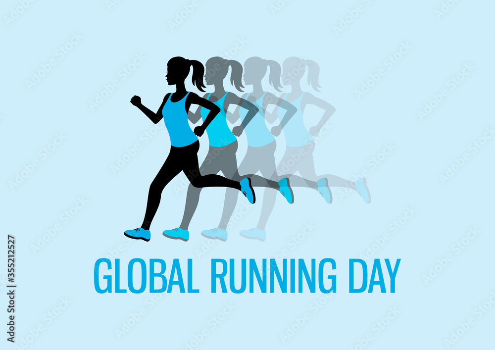 Global Running Day vector. Running woman silhouette icon vector ...