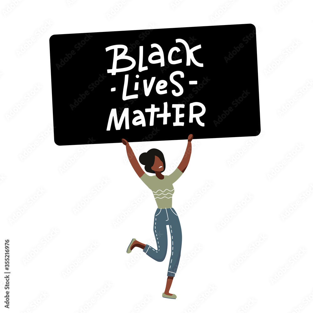 American black girl protester character. Justice for black people ...