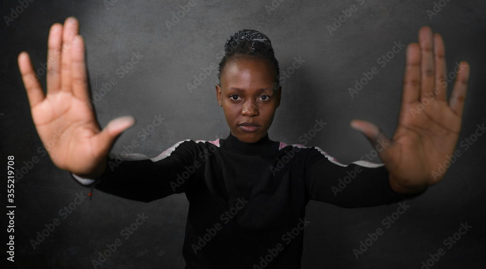 young attractive and confident afro American woman in hipster style ...