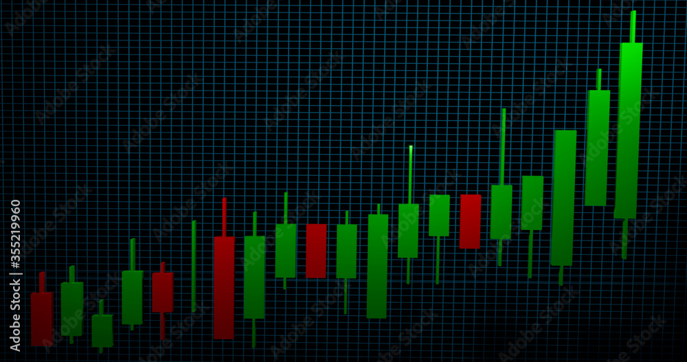 Stock market assets moving up and down, trading statistics, or forex ...