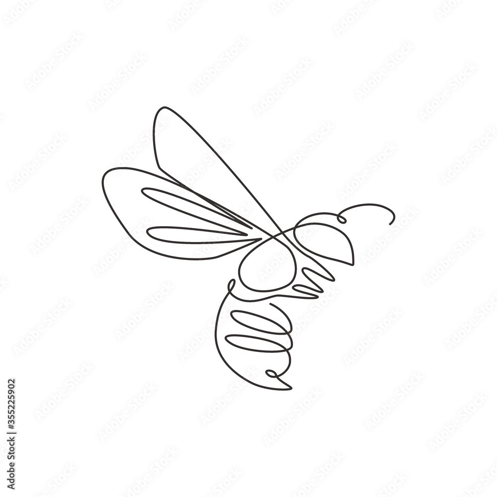 One single line drawing of cute bee for company logo identity. Honeybee ...