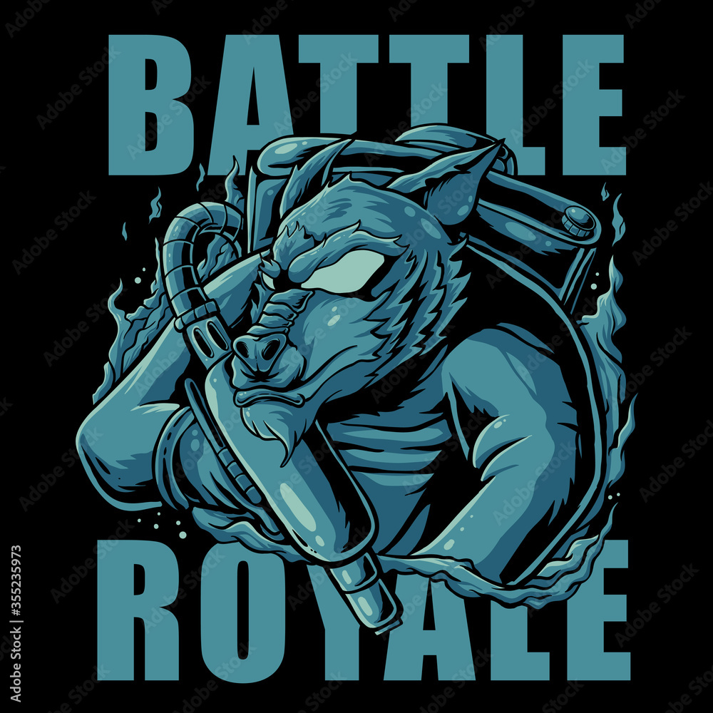Wolf holding gun illustration. Battle royale. Wolf character design ...