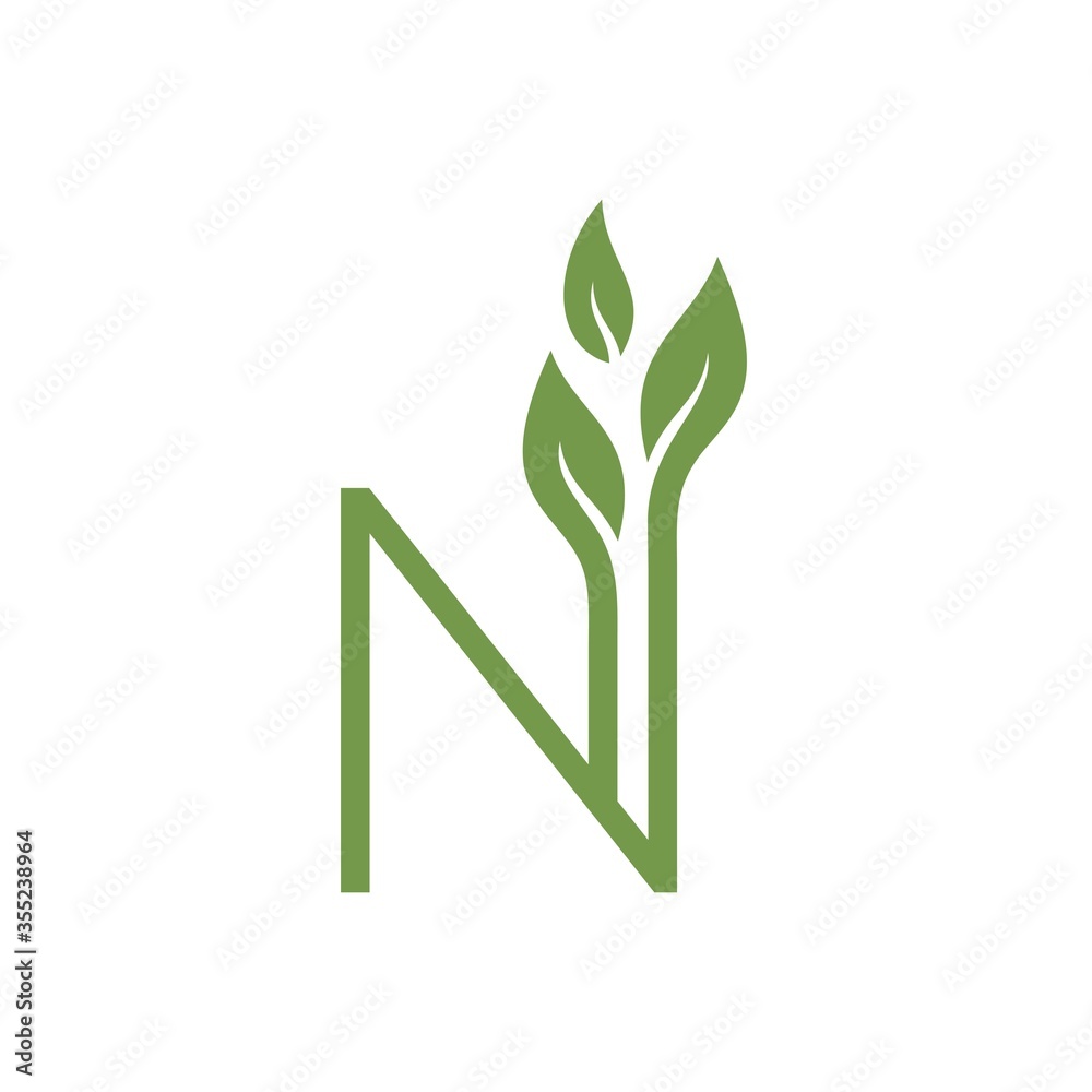 letter n plant logo Stock Vector | Adobe Stock