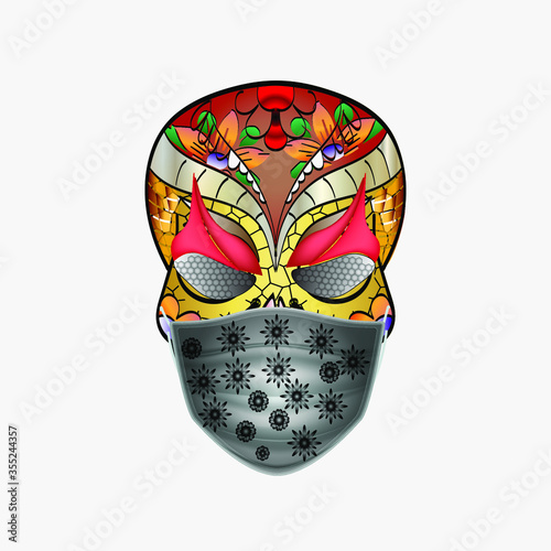 sugar skull covid. Sugar skulls wear a trendy mask with a beautiful ...
