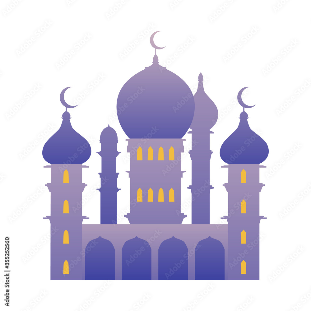 Muslim mosque icon for Eid Al Adha or Ramadan, flat vector illustration ...