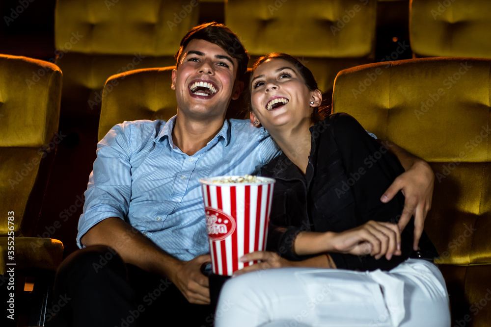 People audience watching movie in the movie theater cinema. Group ...