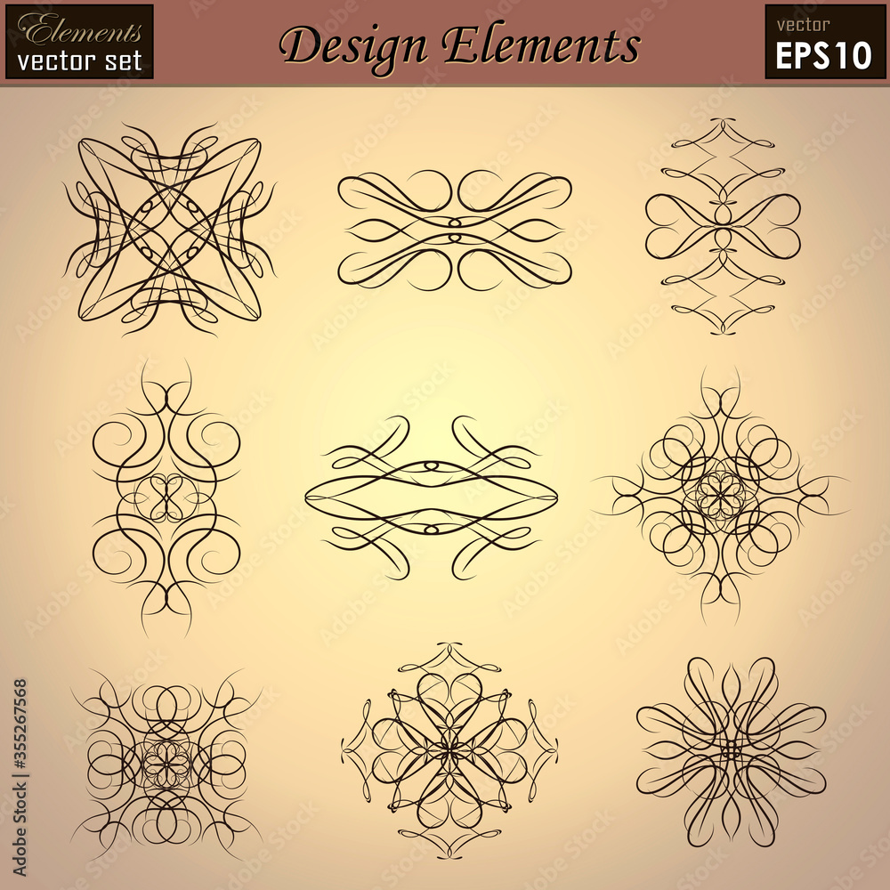 Vector set: Calligraphic design elements and page decoration, Useful ...