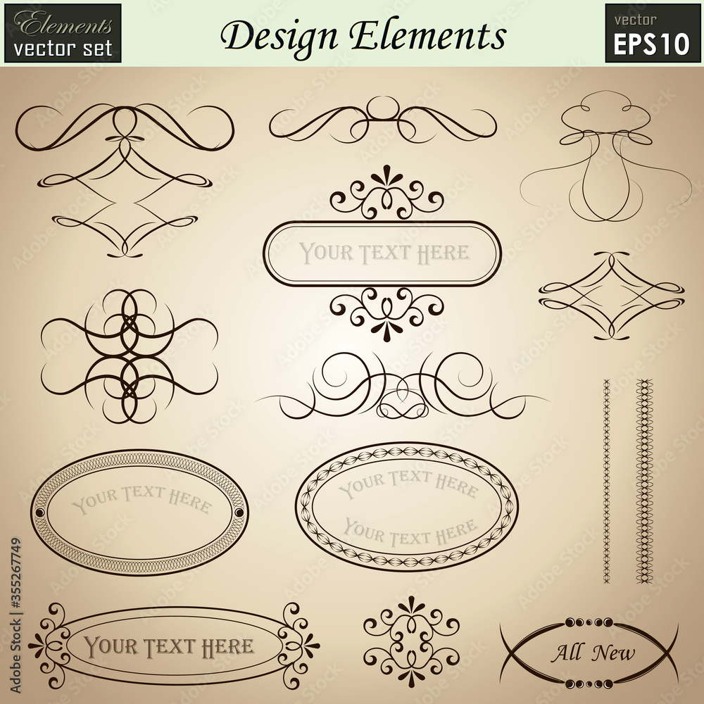Vector set: Calligraphic design elements and page decoration, Useful ...