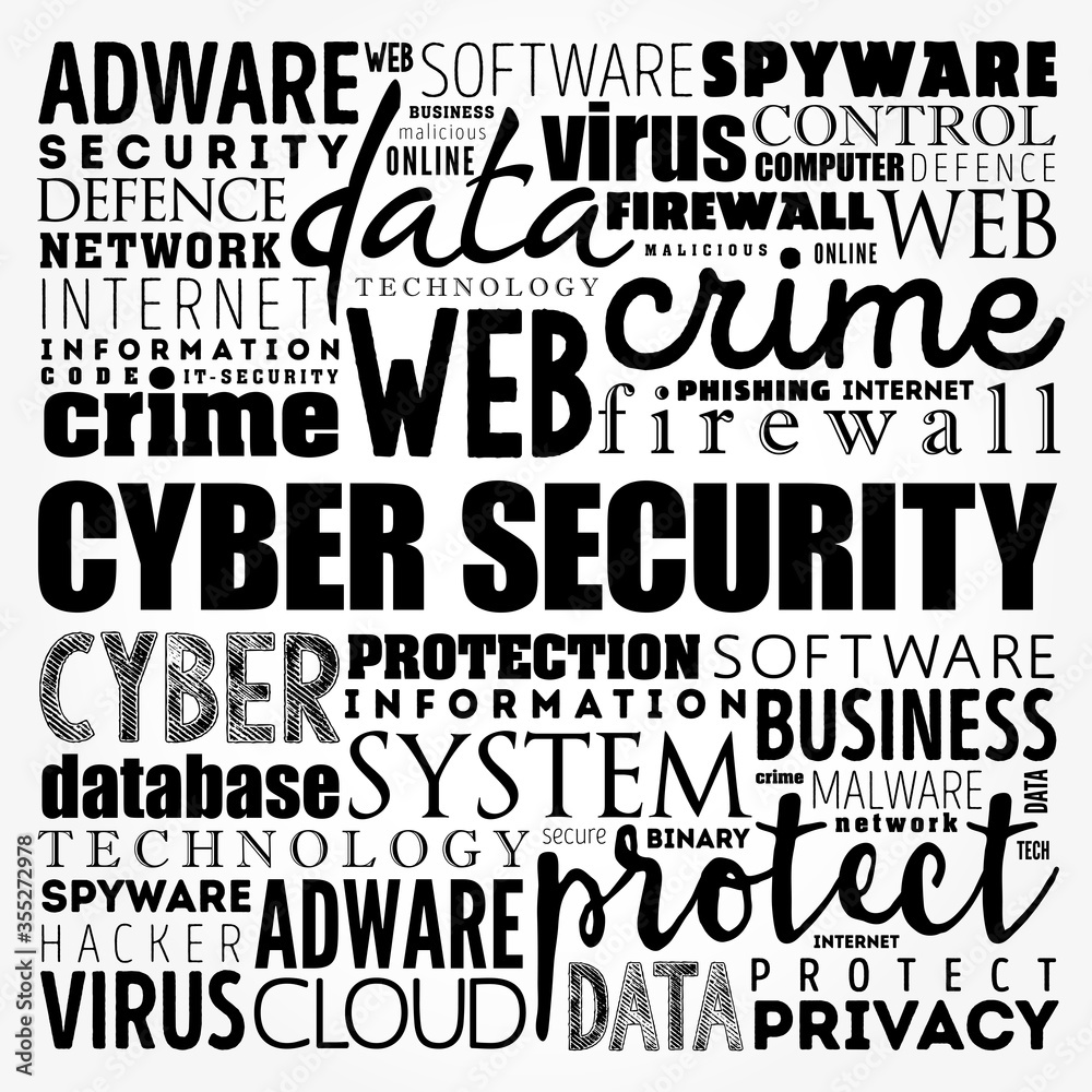 Cyber Security word cloud, technology concept background Stock Vector ...