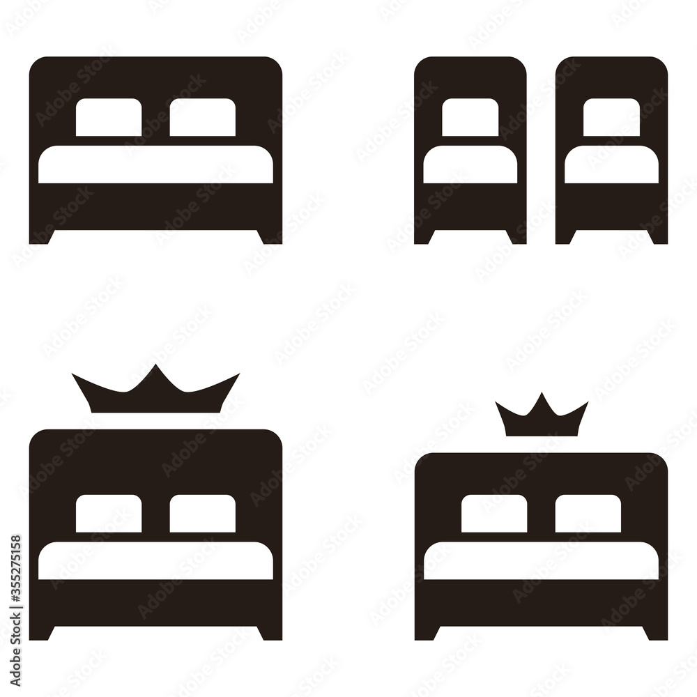 Hotel Twin Double beds simple flat icon isolated on white background ...