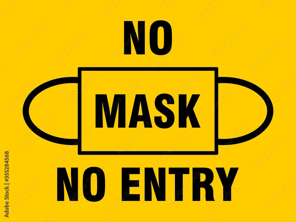 No Mask No Entry or Wear a Face Mask Icon. Vector Image. Stock Vector ...