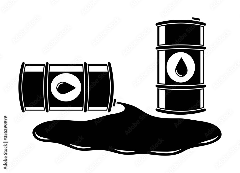 vector illustration of crude oil spilled from black container Stock ...